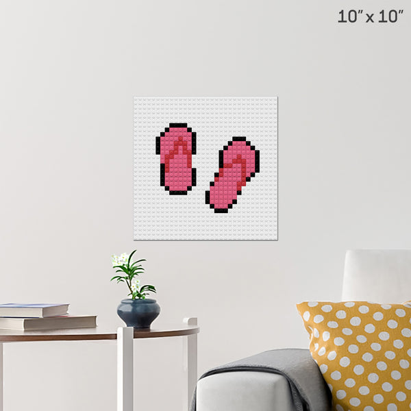 Flip Flops Pixel Art Wall Poster - Build Your Own with Bricks! - BRIK