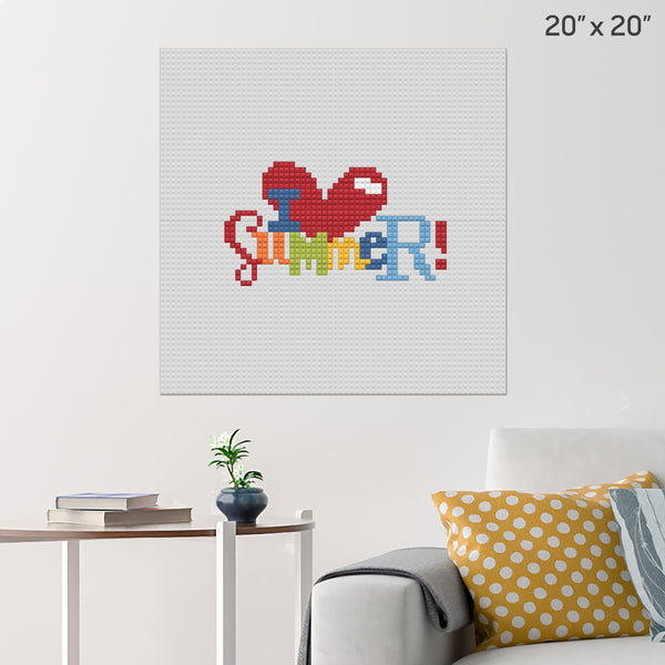 I Love Summer Pixel Art Wall Poster - Build Your Own with Bricks! - BRIK