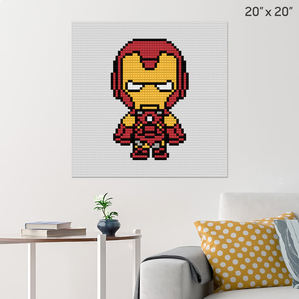 Iron Man Pixel Art Wall Poster - Build Your Own with Bricks! - BRIK