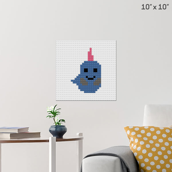 Narwhal Pixel Art Wall Poster - Build Your Own with Bricks! - BRIK