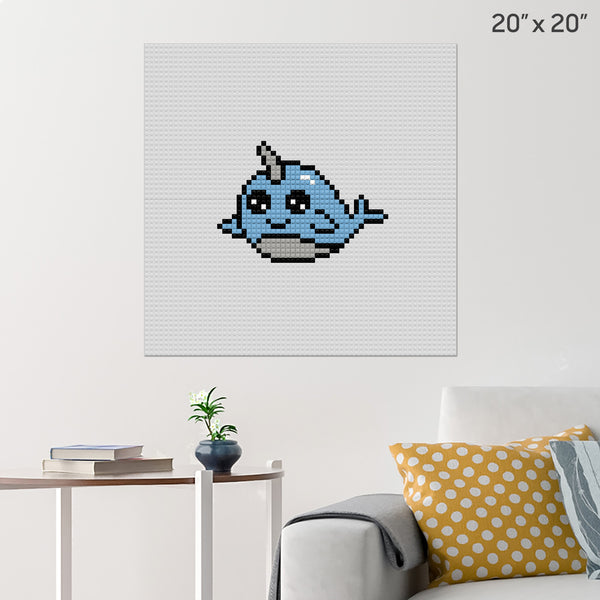 Narwhal Pixel Art Wall Poster - Build Your Own with Bricks! - BRIK