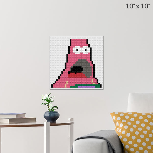 Patrick Star Pixel Art Wall Poster - Build Your Own with Bricks! - BRIK