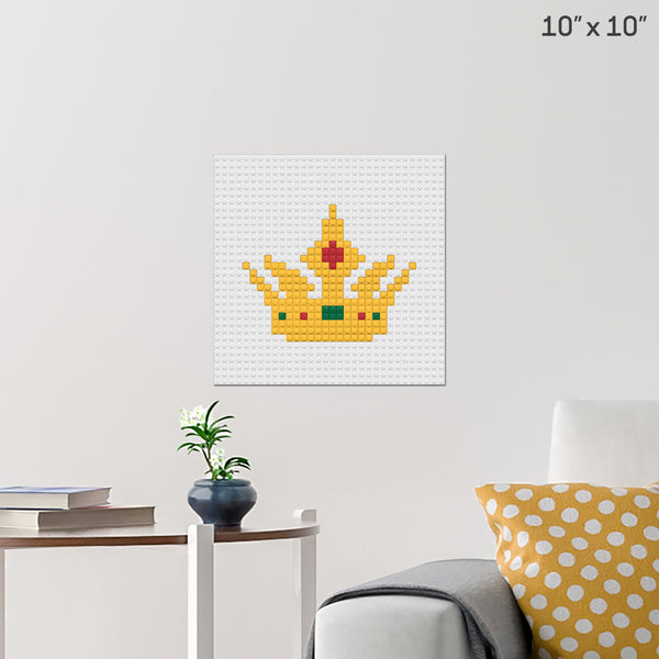 Queen's Crown Pixel Art Wall Poster - Build Your Own with Bricks! - BRIK
