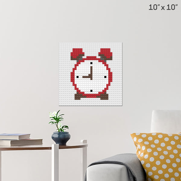 Alarm Clock Pixel Art Wall Poster - Build Your Own with Bricks! - BRIK