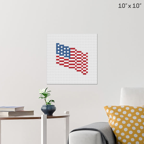 American Flag Pixel Art Wall Poster - Build Your Own with Bricks! - BRIK