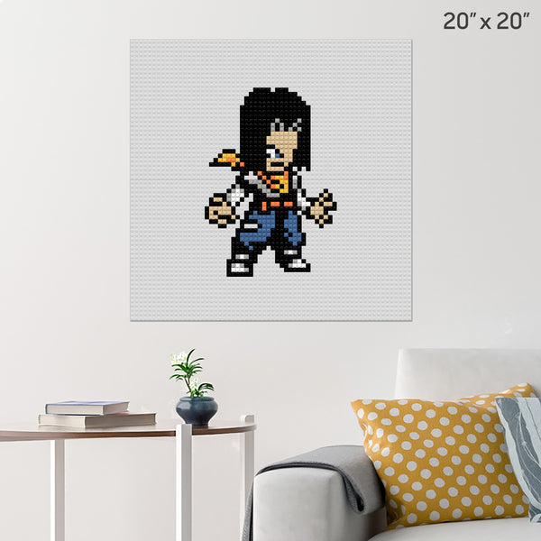 Android 17 Pixel Art Wall Poster - Build Your Own with Bricks! - BRIK