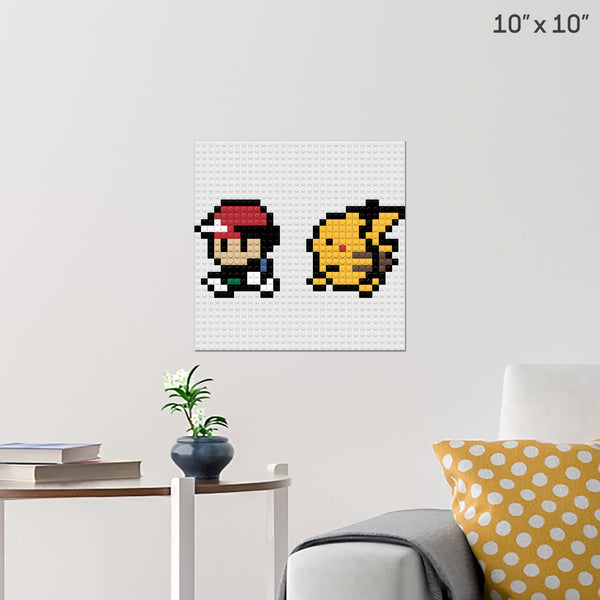 Ash and Pikachu Pokemon Pixel Art Wall Poster - Build Your Own with ...
