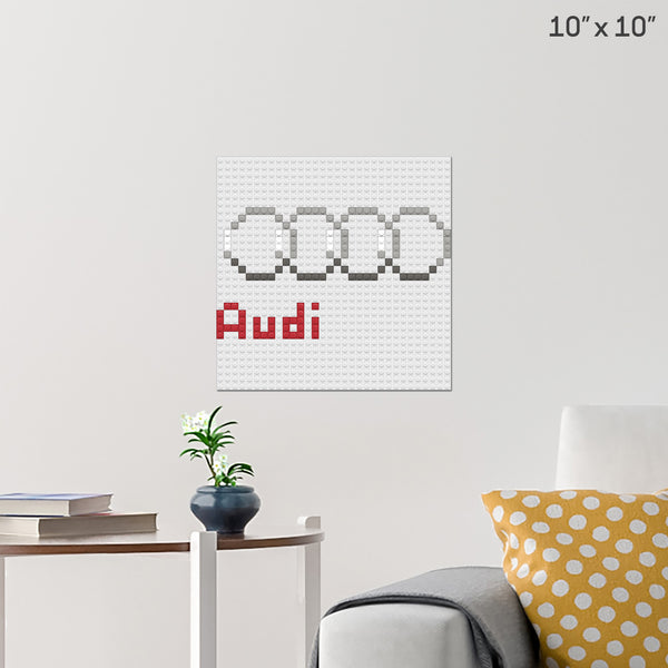 Audi Logo Pixel Art Wall Poster - Build Your Own with Bricks! - BRIK