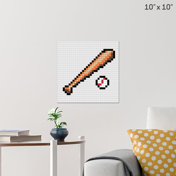 Baseball Pixel Art Wall Poster - Build Your Own with Bricks! - BRIK