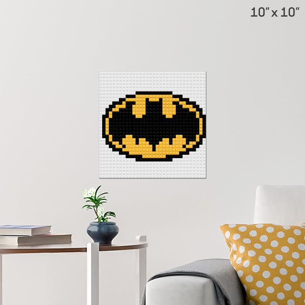 Batman Logo Pixel Art Wall Poster - Build Your Own with Bricks! - BRIK