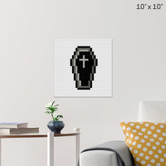 Black Coffin Pixel Art Wall Poster - Build Your Own with Bricks! - BRIK