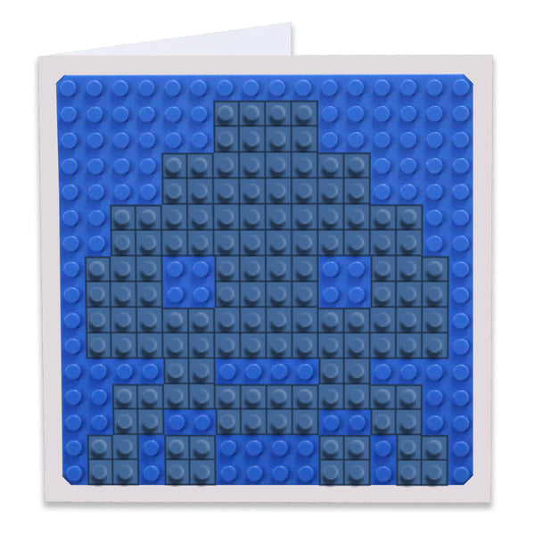 Blue tetris Build-On Greeting Card | BRIK
