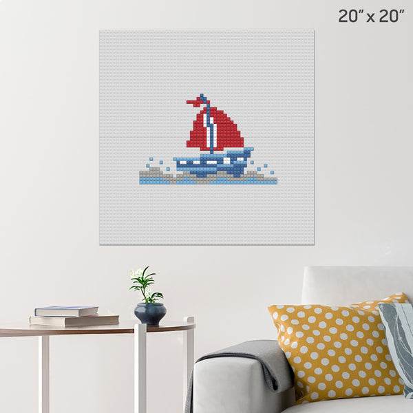 Boat Pixel Art Wall Poster - Build Your Own with Bricks! - BRIK