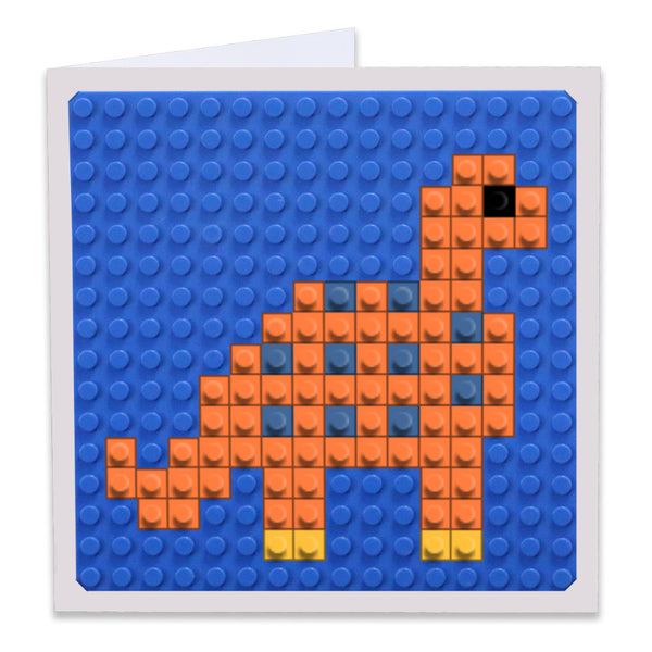 Brontosaurus Pixel Art Build-On Greeting Card | BRIK