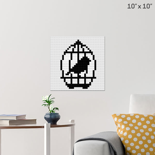 Caged Bird Pixel Art Wall Poster - Build Your Own with Bricks! - BRIK