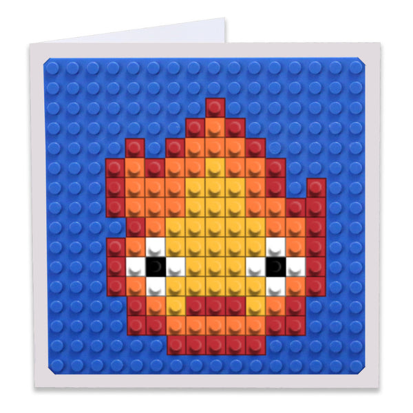 Calcifer Pixel Art Build-On Greeting Card | BRIK