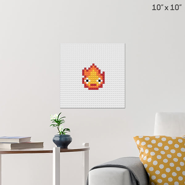 Calcifer Pixel Art Wall Poster - Build Your Own with Bricks! - BRIK