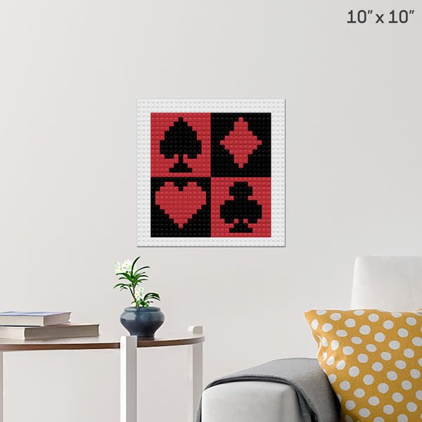 Card Suits Pixel Art Wall Poster - Build Your Own with Bricks! - BRIK