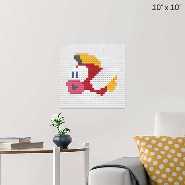 Cheep Cheep Pixel Art Wall Poster - Build Your Own with Bricks! - BRIK