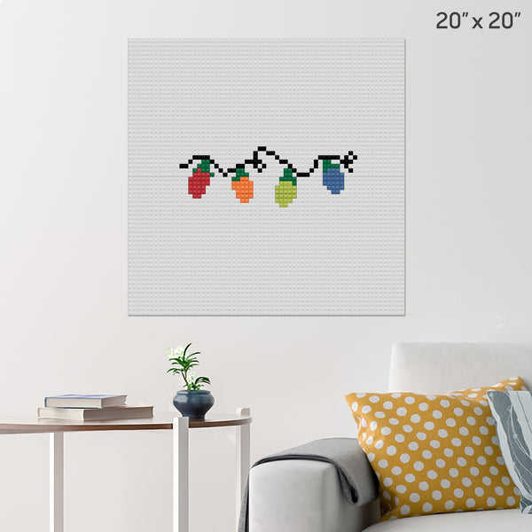 Christmas Lights Pixel Art Wall Poster - Build Your Own with Bricks! - BRIK