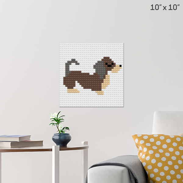 Dachshund Pixel Art Wall Poster - Build Your Own with Bricks! - BRIK