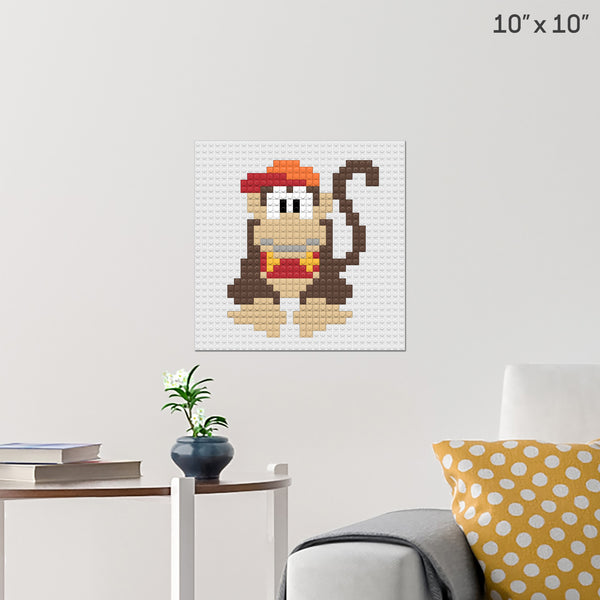 Diddy Kong Pixel Art Wall Poster - Build Your Own with Bricks! - BRIK