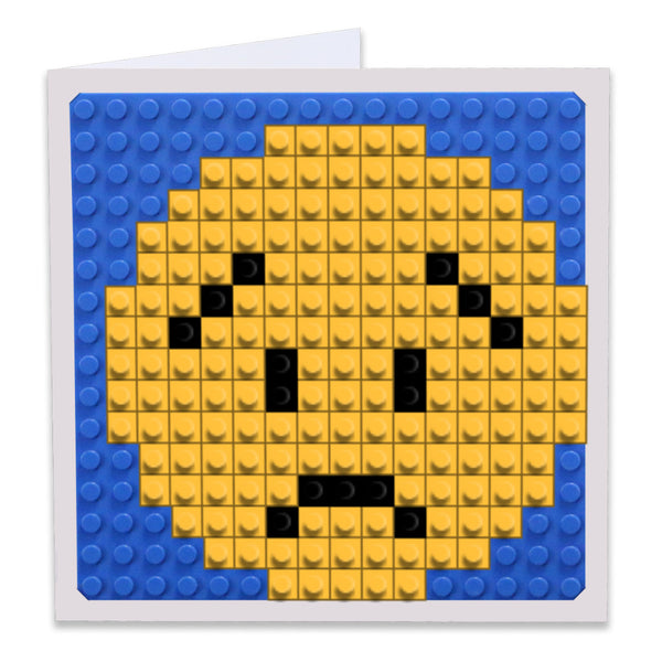 Disappointed but Relieved Face Emoji Pixel Art Build-On Greeting Card ...