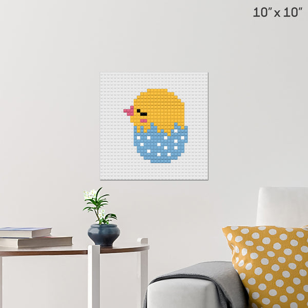 Easter Chick Pixel Art Wall Poster - Build Your Own with Bricks! - BRIK