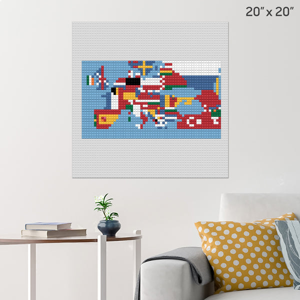 Europe Flag map Wall Poster - Build Your Own with Bricks! - BRIK