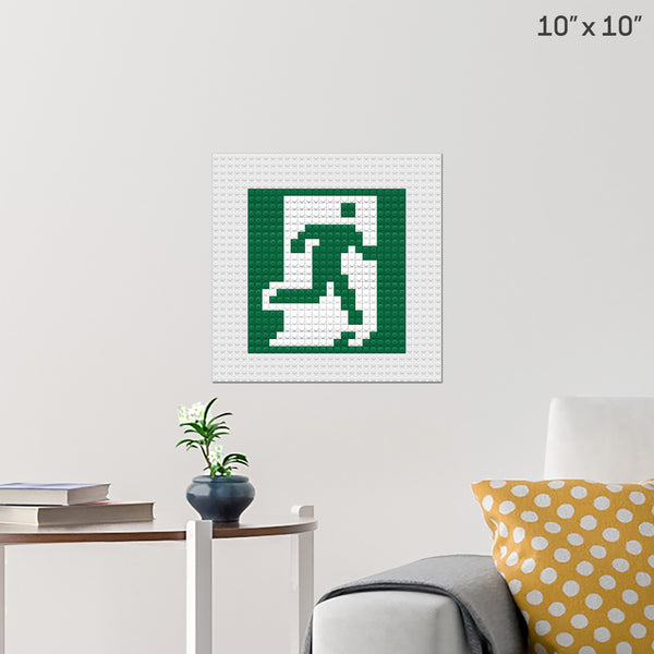 Fire Exit Sign Pixel Art Wall Poster - Build Your Own with Bricks! - BRIK