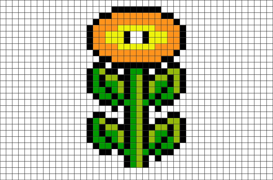 8 Bit Fire Flower Grid