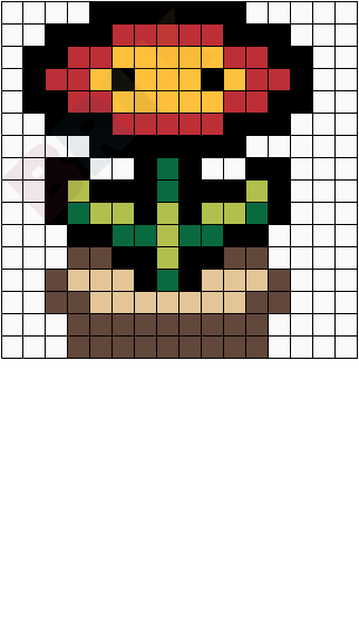 8 Bit Fire Flower Grid