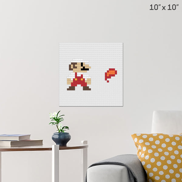 Fireball Mario Pixel Art Wall Poster - Build Your Own with Bricks! - BRIK