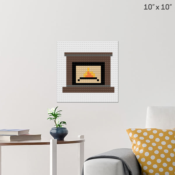 Fireplace Pixel Art Wall Poster - Build Your Own with Bricks! - BRIK