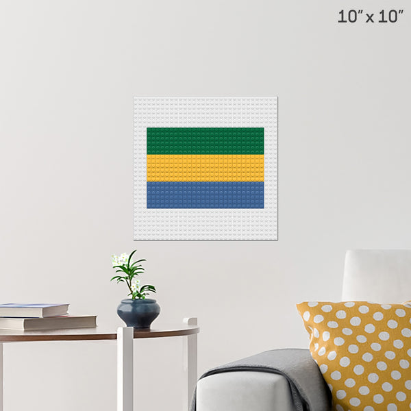 Flag of Gabon Pixel Art Wall Poster - Build Your Own with Bricks! - BRIK