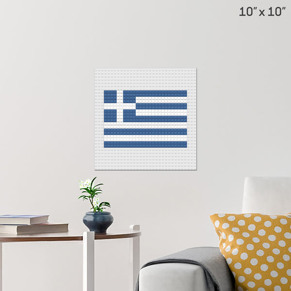 Flag of Greece Pixel Art Wall Poster - Build Your Own with Bricks! - BRIK