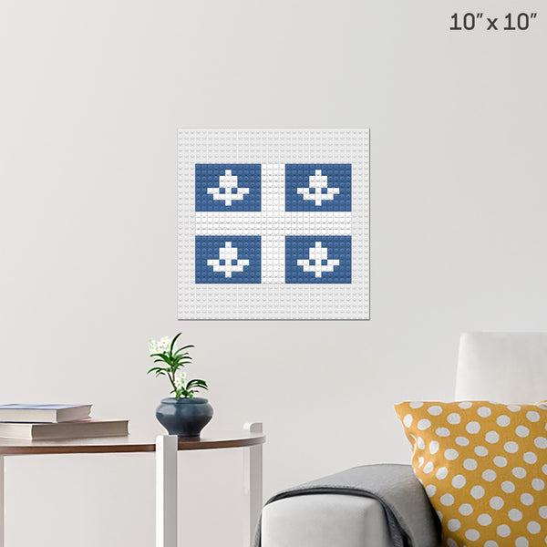 Flag of Quebec Pixel Art Wall Poster - Build Your Own with Bricks! - BRIK