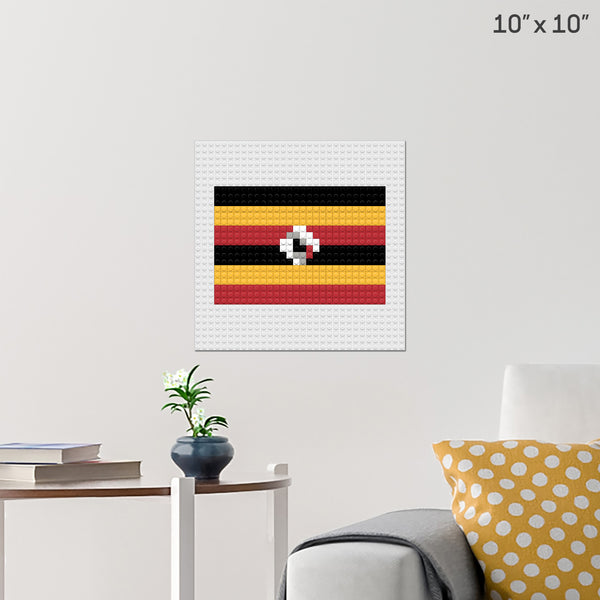 Flag of Uganda Pixel Art Wall Poster - Build Your Own with Bricks! - BRIK