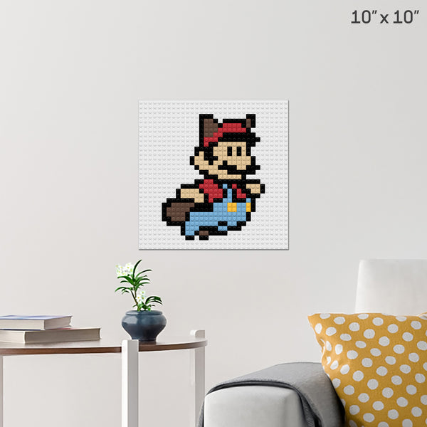 Flying Mario Pixel Art Wall Poster - Build Your Own with Bricks! - BRIK