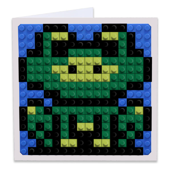 Frog Suit Mario Pixel Art Build-On Greeting Card | BRIK