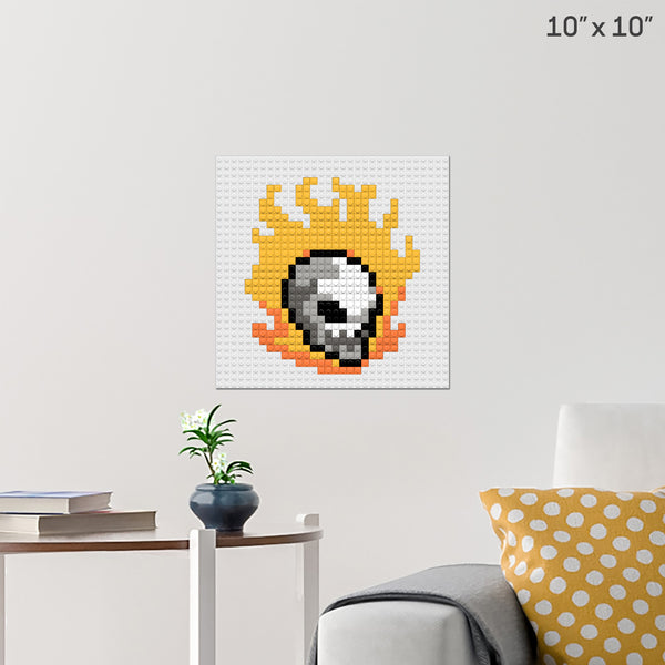 Ghost Rider Pixel Art Wall Poster - Build Your Own with Bricks! - BRIK