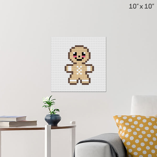 Gingerbread Man Pixel Art Wall Poster - Build Your Own with Bricks! - BRIK