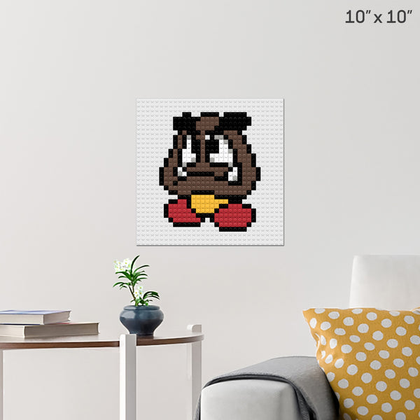 Goomba Mario Pixel Art Wall Poster - Build Your Own with Bricks! - BRIK