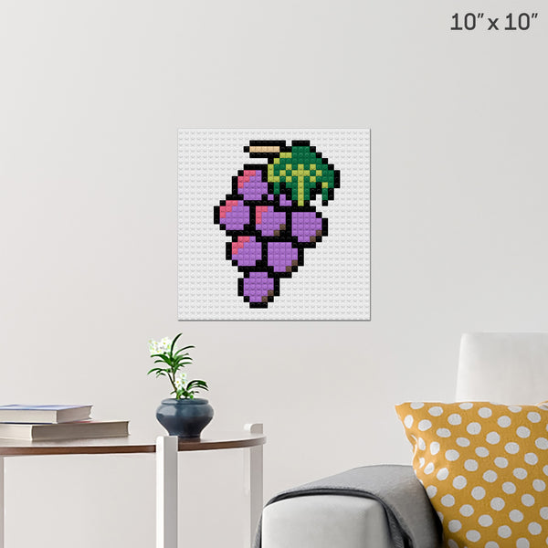 Grapes Pixel Art Wall Poster - Build Your Own with Bricks! - BRIK