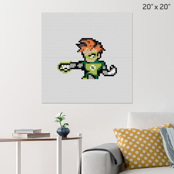 Green Lantern Pixel Art Wall Poster - Build Your Own with Bricks! - BRIK