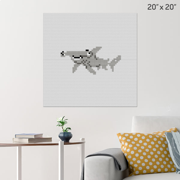 Hammerhead Shark Pixel Art Wall Poster - Build Your Own with Bricks! - BRIK