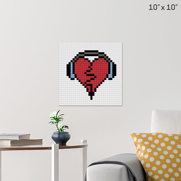 Heartbeat Pixel Art Wall Poster - Build Your Own with Bricks! - BRIK