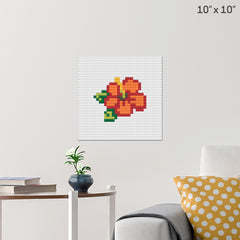 Hibiscus Pixel Art Wall Poster - Build Your Own with Bricks! - BRIK
