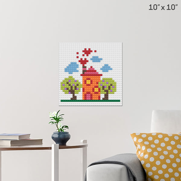 Home Sweet Home Pixel Art Wall Poster - Build Your Own with Bricks! - BRIK