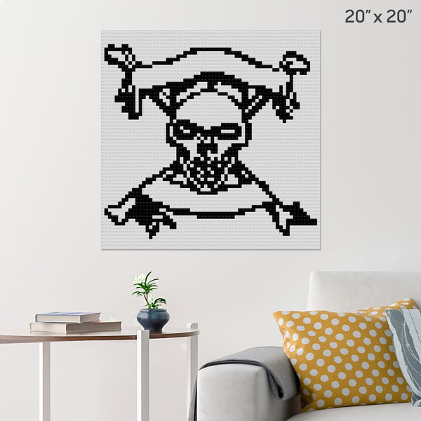 Jolly Roger Pixel Art Wall Poster - Build Your Own with Bricks! - BRIK